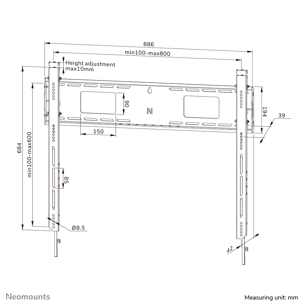 WL30-750BL18 - Neomounts WL30-750BL18 Schwerlast-Wandhalterung 43-98"